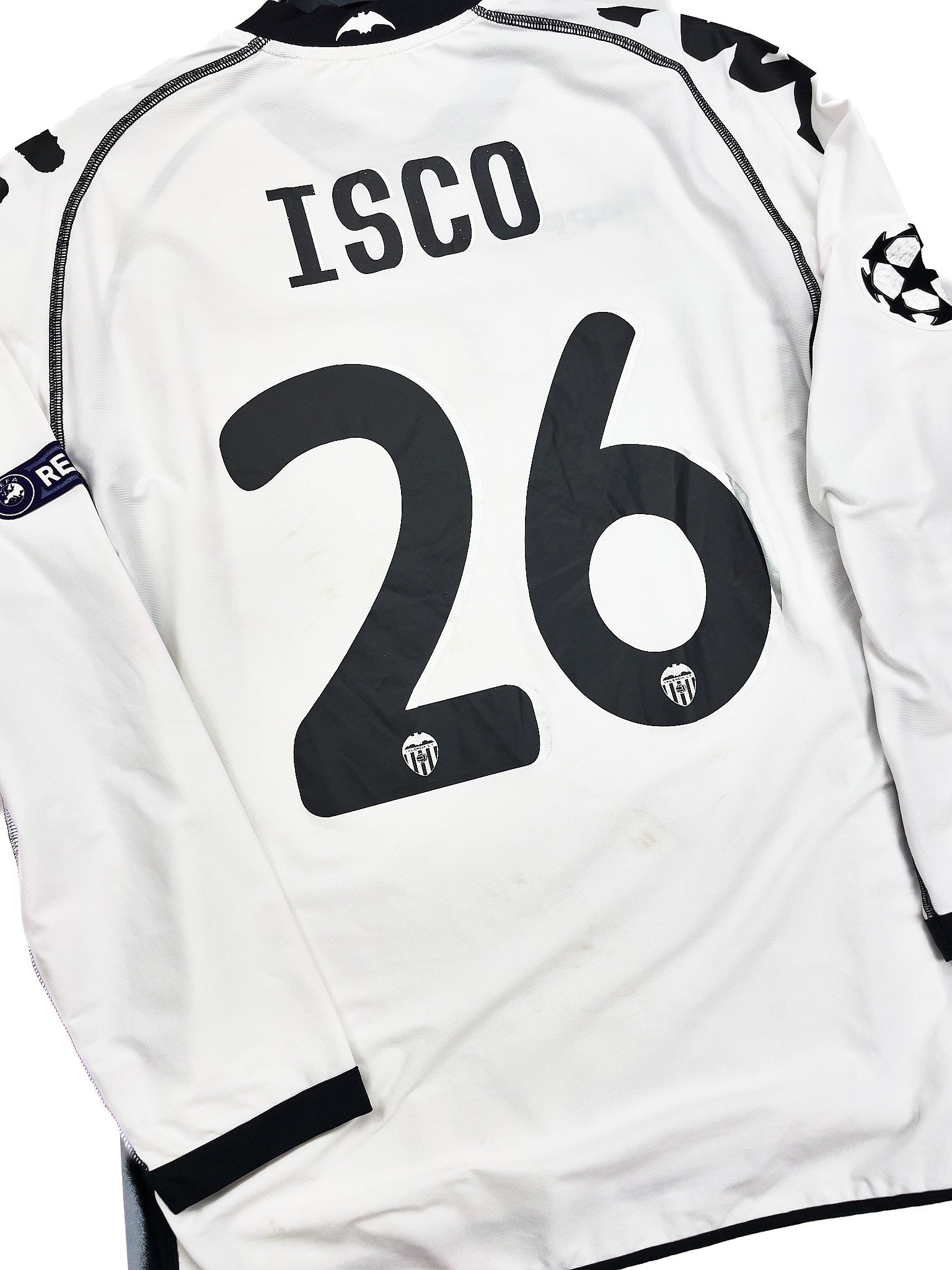 2010/11 Valencia Isco #26 *Match Worn Vs Manchester United* L/S Home S ...