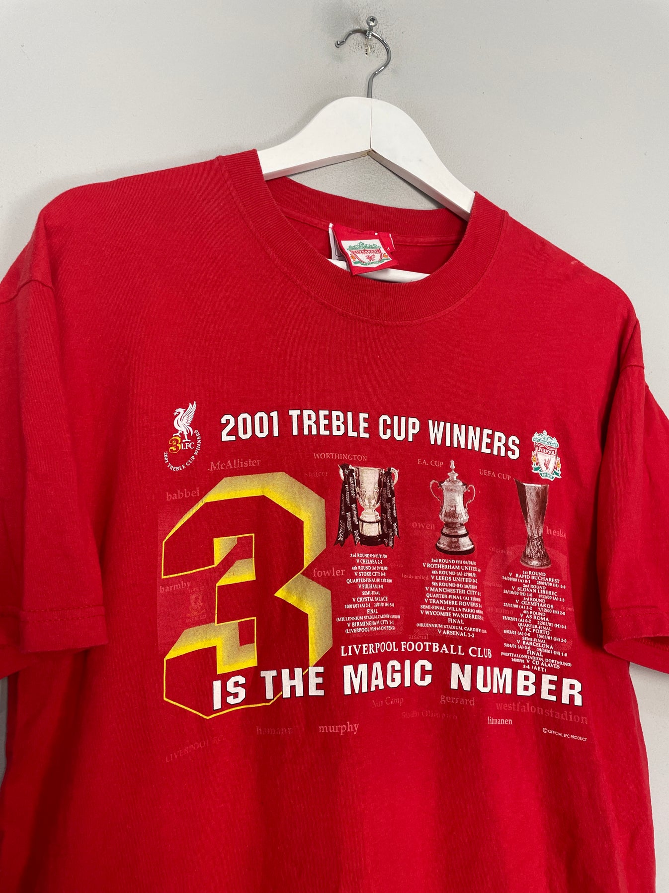 CULT KITS - 2001 LIVERPOOL TREBLE WINNERS T-SHIRT (M) OM – Cult Kits